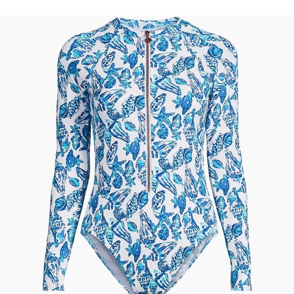 Lilly Pulitzer | Swim | Lilly Pulitzer Blue And White Randee Rash Guard ...